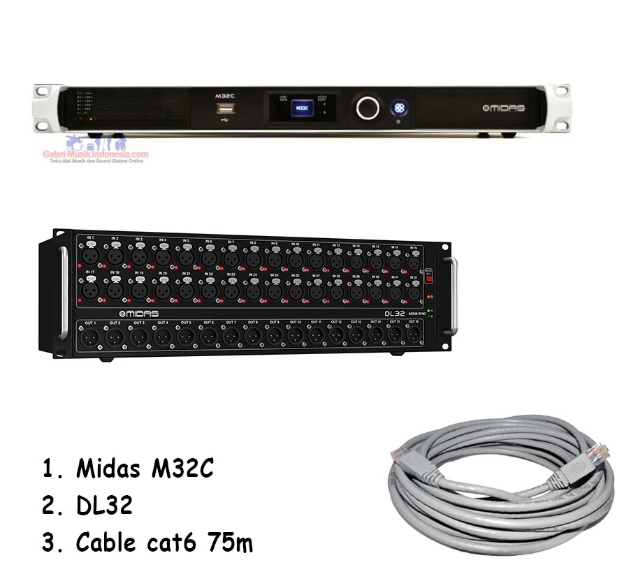 Jual Midas M32C Digital Rackmount Mixer + Paket DL32 + Cable ...